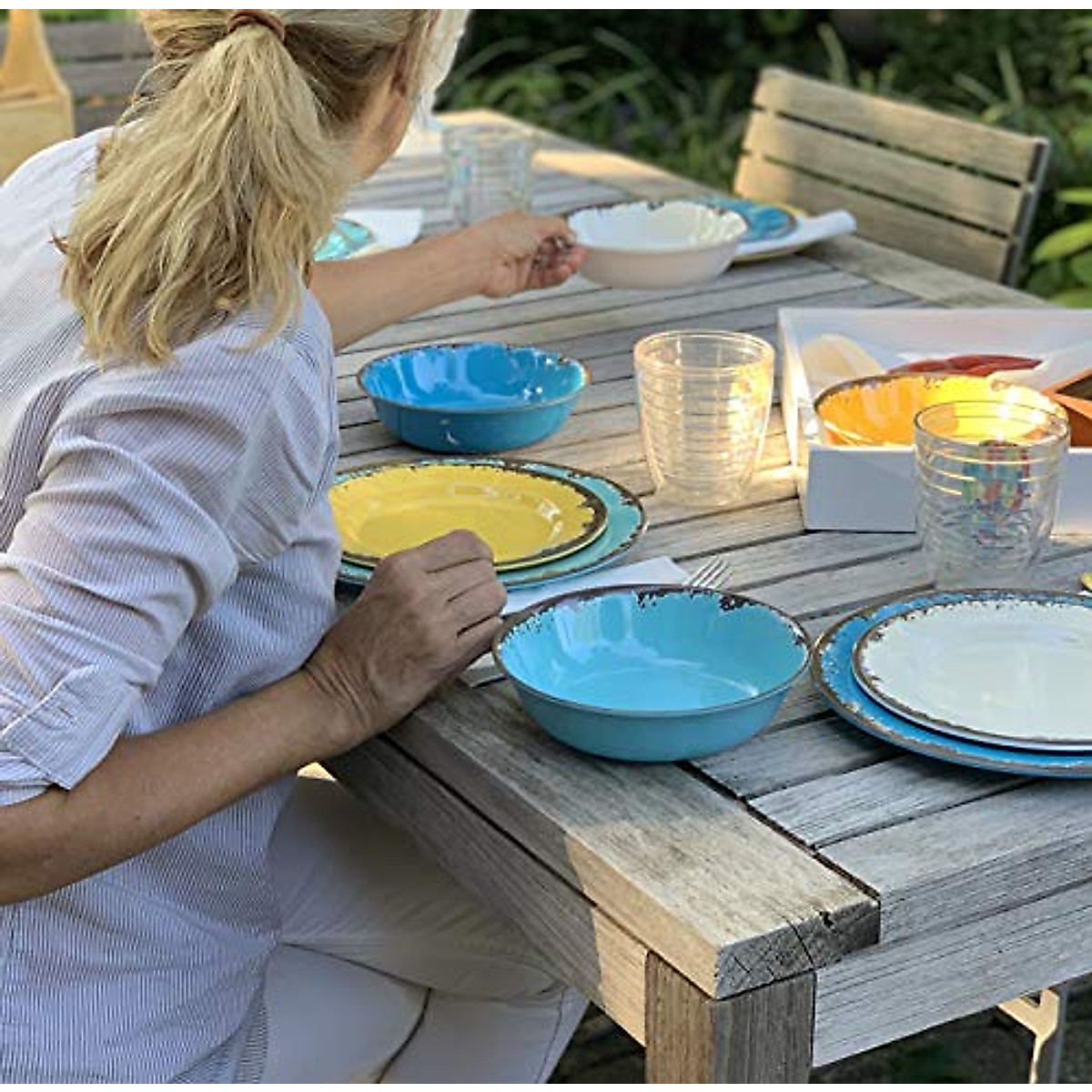 Fox Run Melamine Dinnerware Set, 12-Pieces, Multicolor