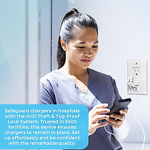 LOCK SOCKET Charger Lock - Anti Theft Cord & Outlet Lock, Firmly Secures Phone Chargers from Unplugging, for USB Charging Cube for iPhone, Includes Security Screw & Allen Wrench. 2 Pack