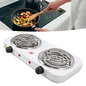 Electric Countertop Stove, 2000W Multifunctional 2 Portable Cooking Stove Electric Hot Plate Double for Home and Outdoor (110V)