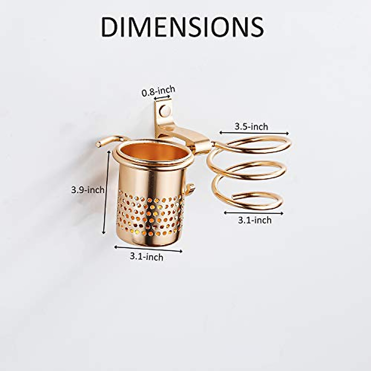 Gold Color Blow Dryer Holder Hair Tools Organizer Comb Storage Caddy,Adhesive or Drilling