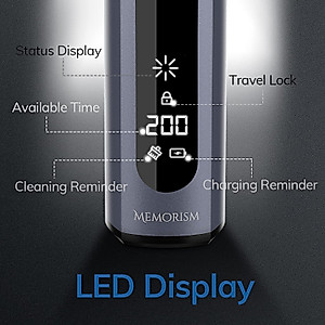 Memorism Electric Shaver for Men, Wet and Dry Waterproof Electric Razor - Cordless 3D Rechargeable Rotary Shaver with LED Display, Blizz RS3