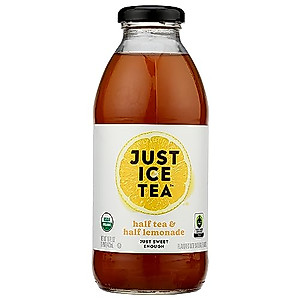 Eat The Change Just Ice Tea Organic Half Tea & Half Lemonade Tea, Kosher, 16 Fluid Ounces (Pack Of 12)