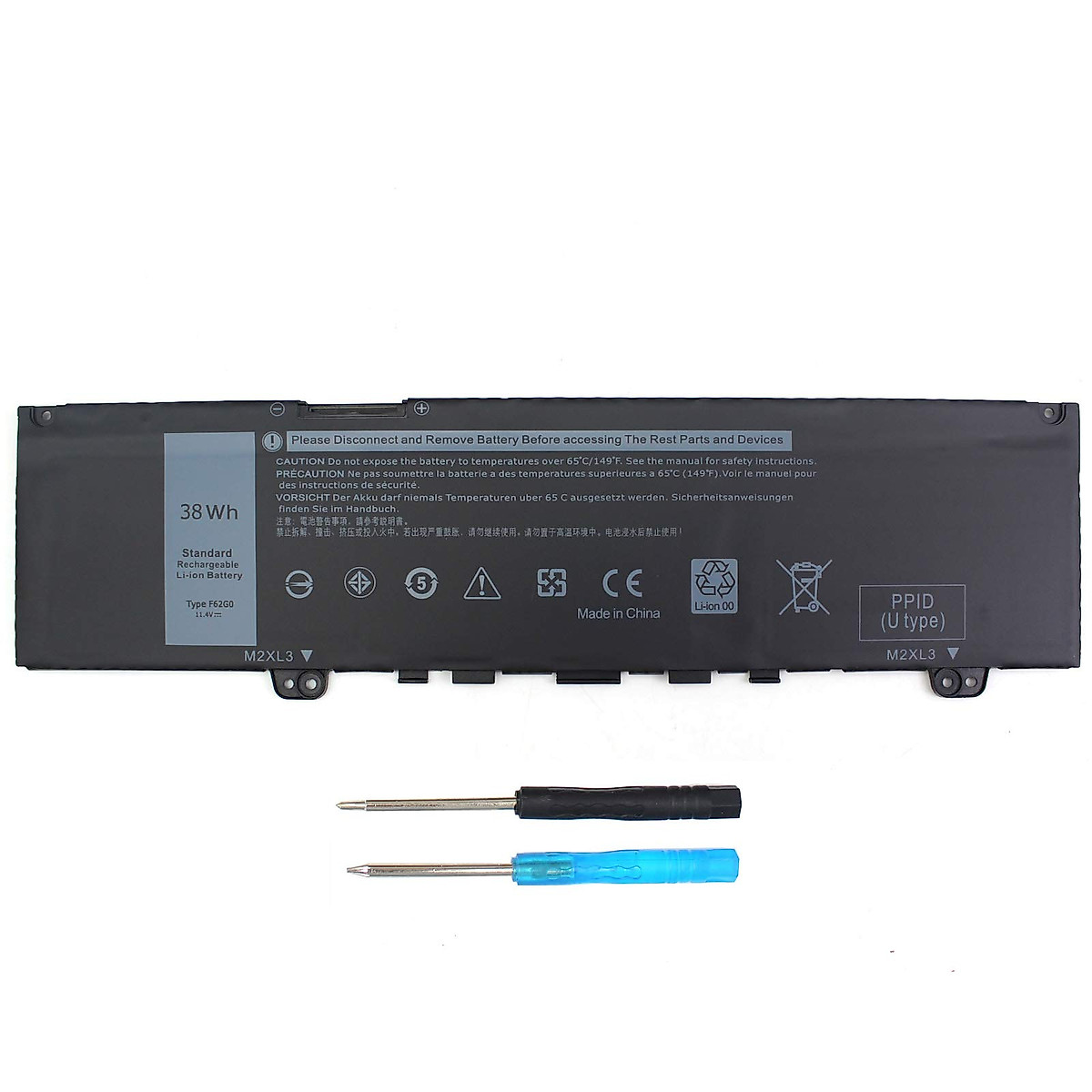 Angwel F62G0 Laptop Battery Compatible for Dell Inspiron 13 5370 7370 7373 7380 7386 P83G P83G001 P83G002 Vostro 13 5370 D1525S D1505G R1605S D2505G Series RPJC3 39DY5 F62GO [11.4V 38Wh]