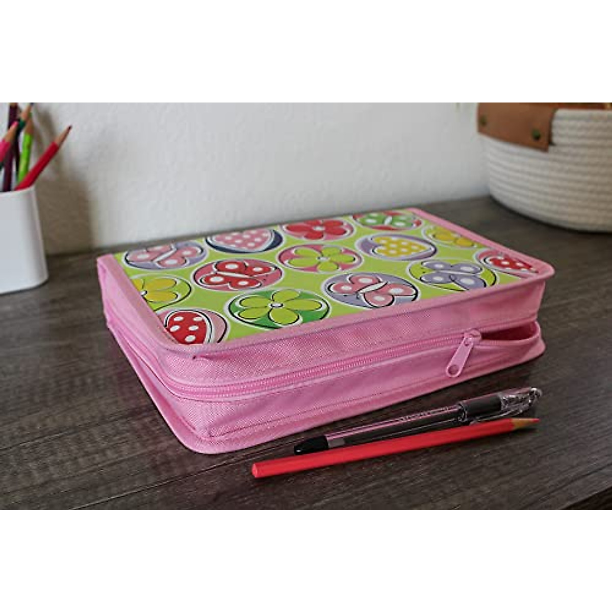 Butterflies and Blossoms Bible Cover for Girls, Zippered, with Handle, Multi Color, Medium