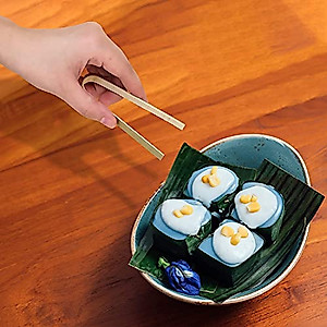 LUTER 20pcs Wooden Tongs Disposable Cooking Utensils Mini Bamboo Tongs Natural Toast Tongs for Cooking