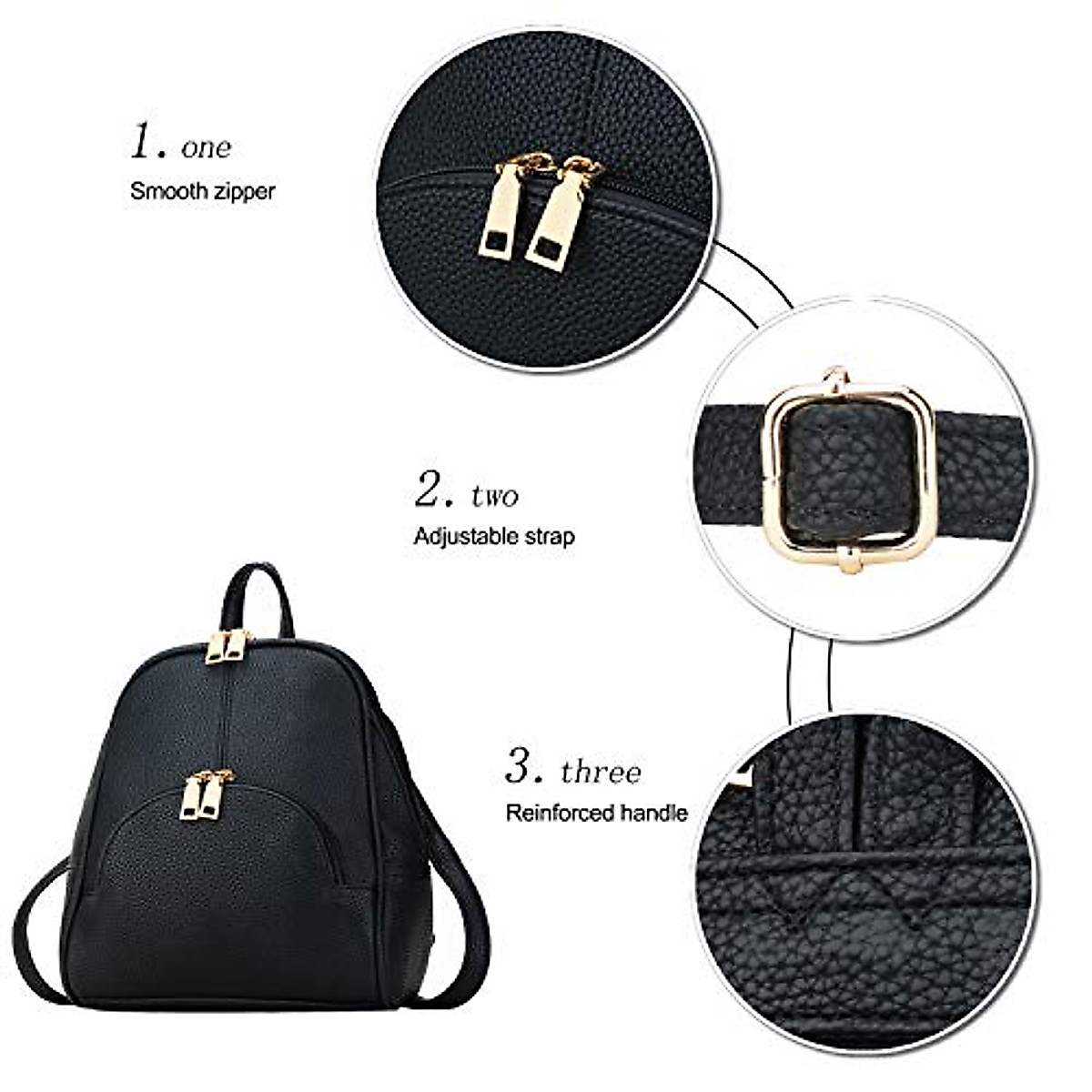 KKXIU Casual Mini Backpack Small Daypacks Purse Synthetic Leather for Girls and Women (black 1)