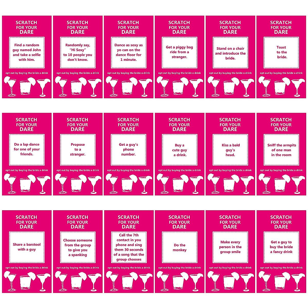 40 Bachelorette Party Drinking Game Dare Card - Bachelorette Scratch Off Cards - Perfect for Girls Night Out Activity,Bridal Showers, Bridal Parties,Girl Party - Bachelorette Night Dare Card - 40 shee