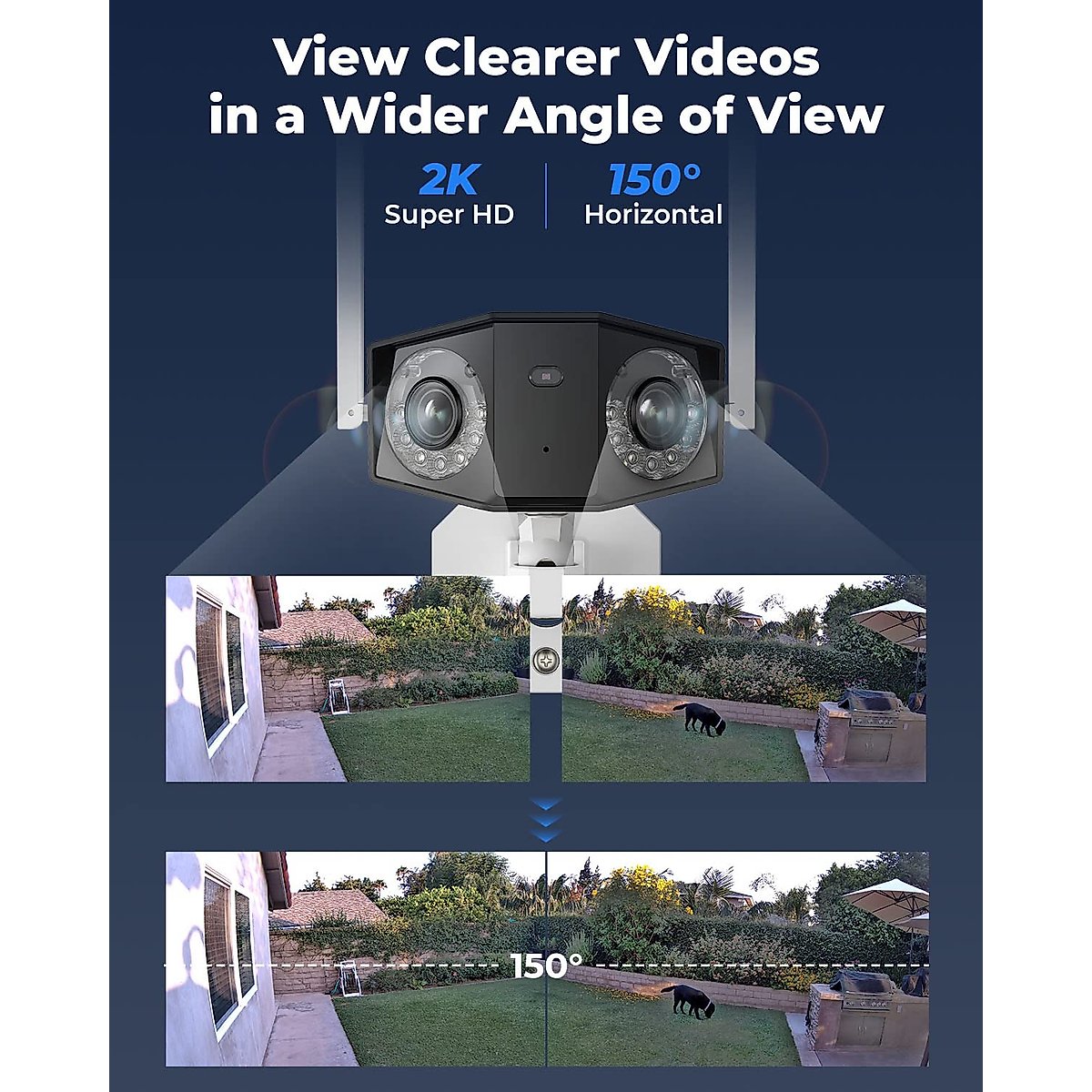 REOLINK Duo WiFi - 2K 4MP Outdoor WiFi Cameras for Home Security, Ultra-Wide Angle Security Camera, Color Night Vision, Person/Vehicle Detection, 2.4/5 GHz WiFi, Two-Way Audio, IP66 Waterproof