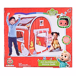 CoComelon Old MacDonald's Musical Barn Pop Up Tent – Easy to Setup Playhouse for Kids | Plays Music, Roll Up Door and Mesh Windows