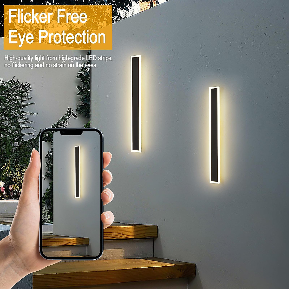 YAOWSZM Outdoor Wall Light LED Modern Outdoor Lights 12W Black Exterior Light Fixture 23.6in Acrylic Outdoor Sconce Lights IP65 for Porch Patio Garage Garden