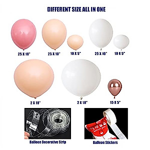 Beaumode DIY Matte Dusty Pink Peach Balloon Garland Matte Balloon Arch Wedding Cream Baby Shower Bridal Shower 1st Birthday Photo Backdrop Party Decoration (Dusty Pink and Peach)