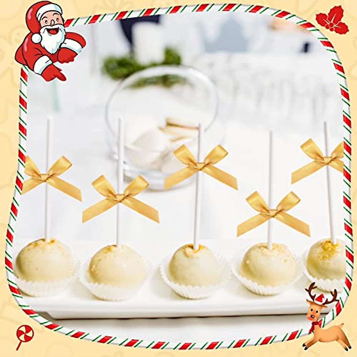 Gejoy 100 Pieces Mini Satin Ribbon Twist Tie Bows DIY Twist Bow Crafts Tying Up for Halloween Christmas Wedding Gift Wrapping Candy Treat Bags Decoration (Gold)