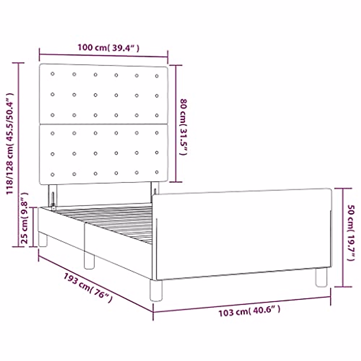 vidaXL Bed Frame, Upholstered Platform Bed with Headboard, Single Bed Base with Plywood Slats Support for Bedroom, Light Gray 39.4"x74.8" Twin Velvet