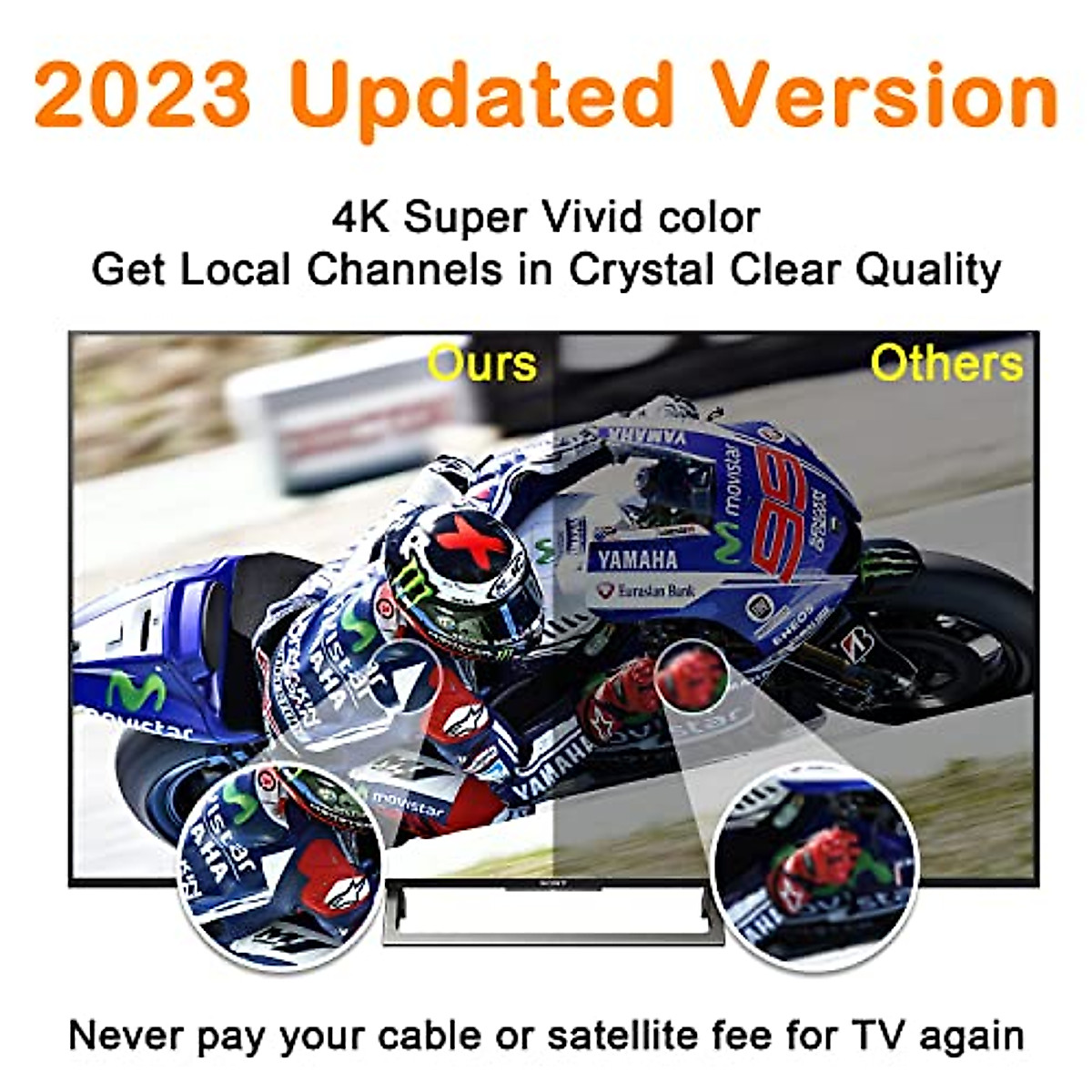 HIDB TV Antenna for Smart TV, Long Range Rabbit Ears Indoor TV Antenna HD Digital for Free-to-air HDTV Channels，Stickiness Base for Easy Placement Both Suitable for Home Car