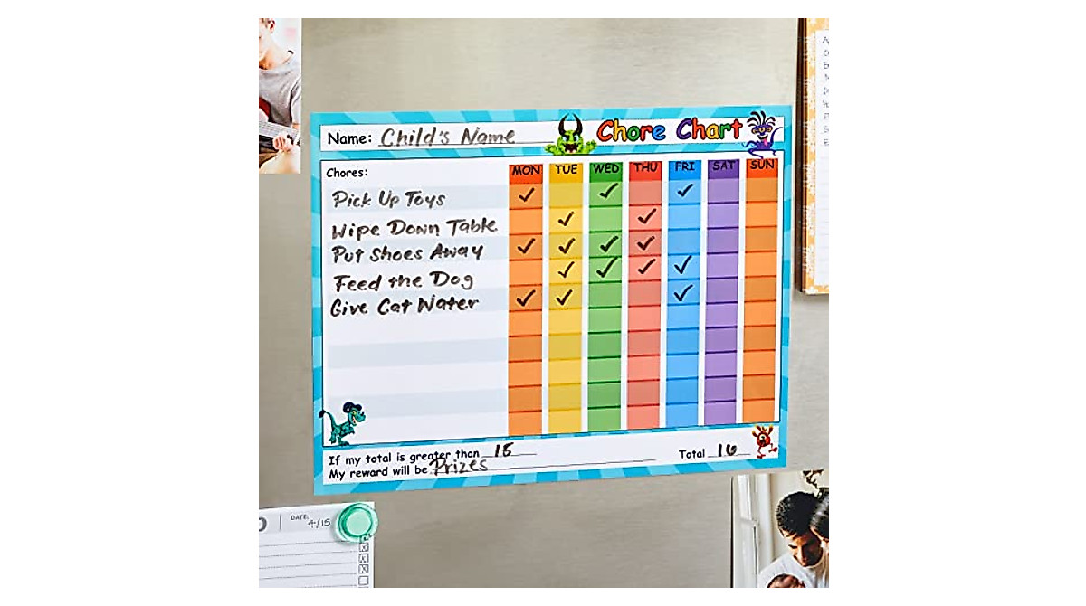 Colorful Chore Chart Set for Kids - 6 Pack Dry Erase