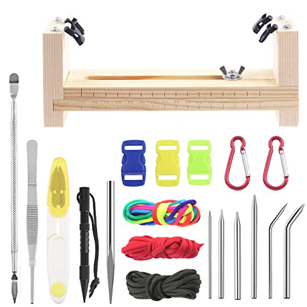 Mardatt 21Pcs Bracelet Jig Kit with Bracelet Maker Knotters Tool Kit, Adjustable Length Paracord Jig Lacing Needles Paracord FID Set for Wristband Braiding DIY Craft Bracelets Weaving