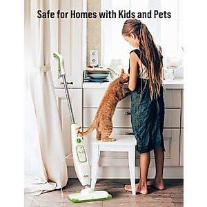 TOPPIN Steam Mop - 23ft Power Cord and 380ml Water Tank, 3 Steam Levels, Steam Mop with 2 Steam Mop Pads, Lightweight Steam Cleaner for Hardwood Floor, Marble, Laminate, Tile