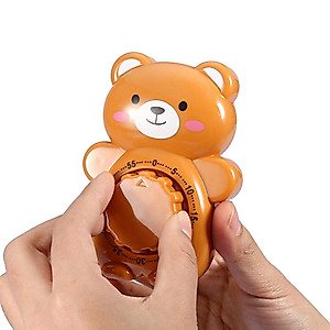 HERCHR Kitchen Timer, Mechanical Kitchen Timer Cute Bear Timer Kitchen Cooking Timer Wind Up 60 Minutes Manual Countdown Timer Visual Mechanical Timer for Classroom, Home, Study and Cooking, Brown