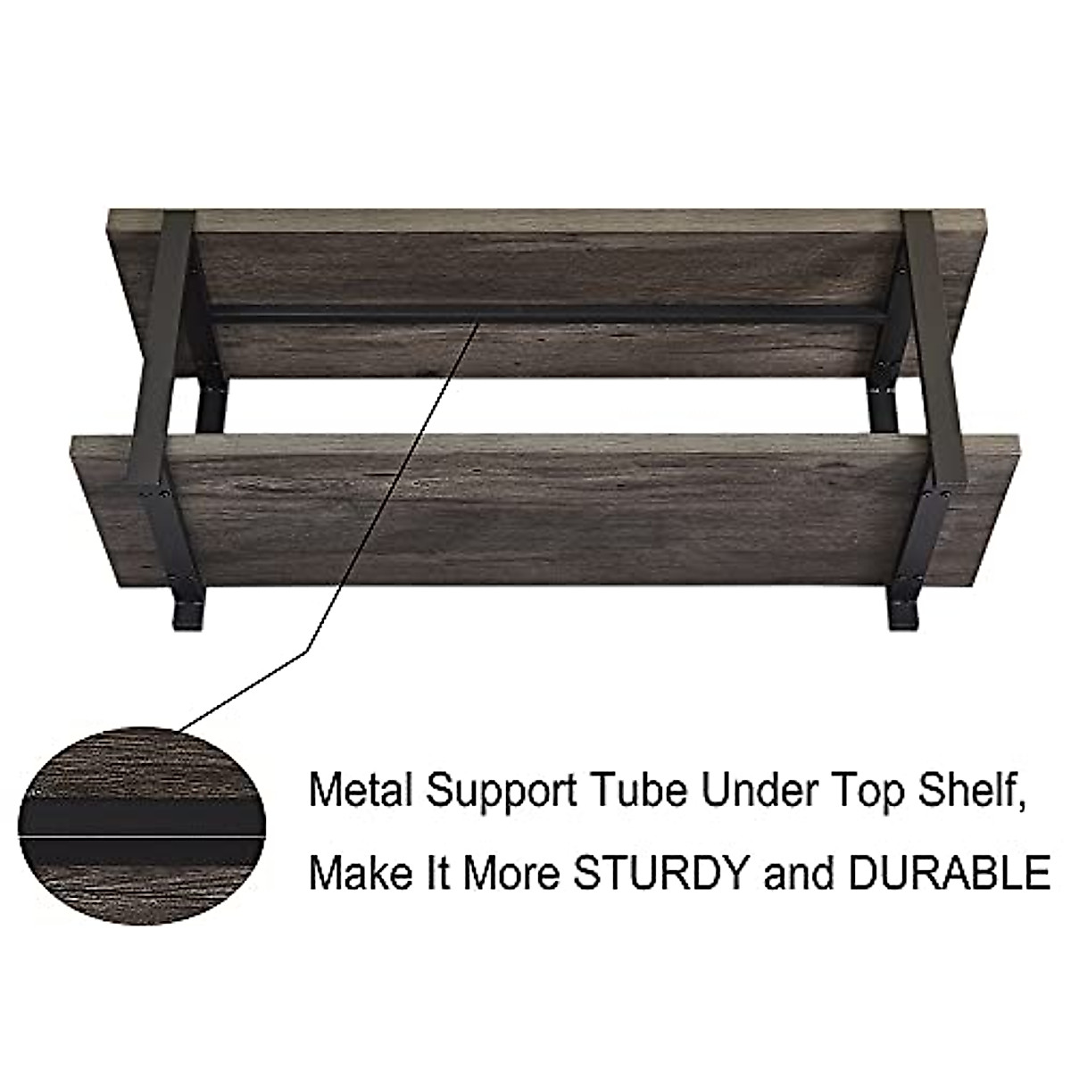 EXCEFUR Shoe Bench, Industrial Entryway Bench with Storage, Rustic Wood and Metal Shoe Rack Bench Seat, Grey