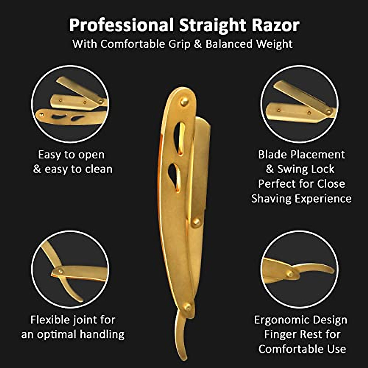 Professional Straight Edge Razor for Men with 100-Pack Replaceable Derby Blades Barber Single Blade Shaving Razor -navajas para barbero