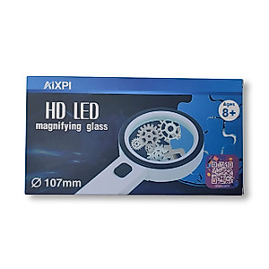 AIXPI Magnifying Glass with Light, 30X Handheld Large Magnifying Glass 12 LED Illuminated Lighted Magnifier for Macular Degeneration Seniors Reading Inspection Coins Jewelry