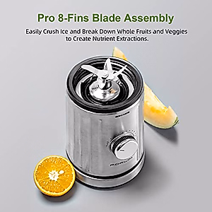 FORLIM Personal Blender for Shakes and Smoothies, Portable Smoothie Blender with 5 Speeds & Pulse,800-Watt, 8 Fins Turbo Blades, (2) 34 Oz + (1)12 Oz BPA-Free Tritan Travel Cups, (3) To-Go Lids, Stainless Steel Silver