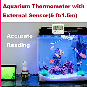 Bytiyar Small Digital Thermometer TA358 Celsius/Fahrenheit Temperature Indoor/Outdoor Meter Gauge with 5ft/1.5M Probe Sensor