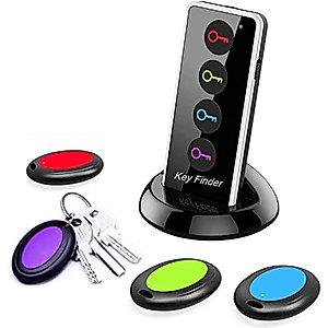 Key Finder, Reyke 80dB+ RF Item Locator Tags with 131ft. Working Range, Wireless Remote Finder Key Finder Locator for Finding Wallet Key Phone Glasses Pet Tracker, 1 RF Transmitter & 4 Receivers