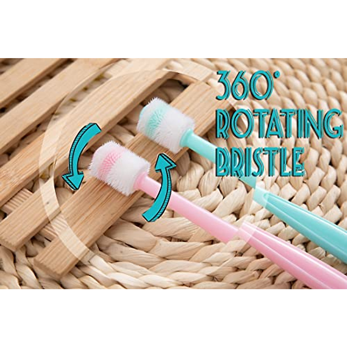 Emmeliestella Small dog & Cat Toothbrush 360 Degree Soft Silicone, Cat Dental Care, Pet Toothbrush, Oral Hygiene, Easy to Handle, Deep Clean, Independent Packaging, light sky blue & light pink (3 PCS)