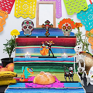 Thyle 6 Pieces Day of The Dead Centerpieces for Parties Wooden Table Centerpieces Dia De Los Muertos Decorations Desk Day of The Dead Decorations Mexican Sugar Skull Signs for Halloween Party