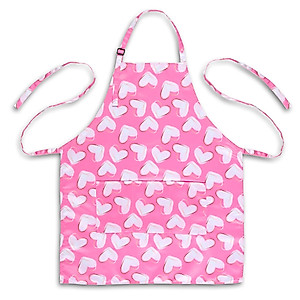 Waterproof Pink Hearts Bib Apron for Spring for Kitchen Baking Cooking Hair Stylists Cosmetologists