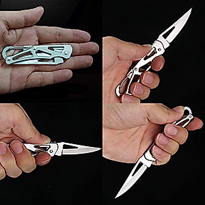 6 Pack Stainless Steel Self-Defense Folding Knife With Key Ring, Outdoor Survival Pocket Knife, Easy To Everyday Carry Small Knife