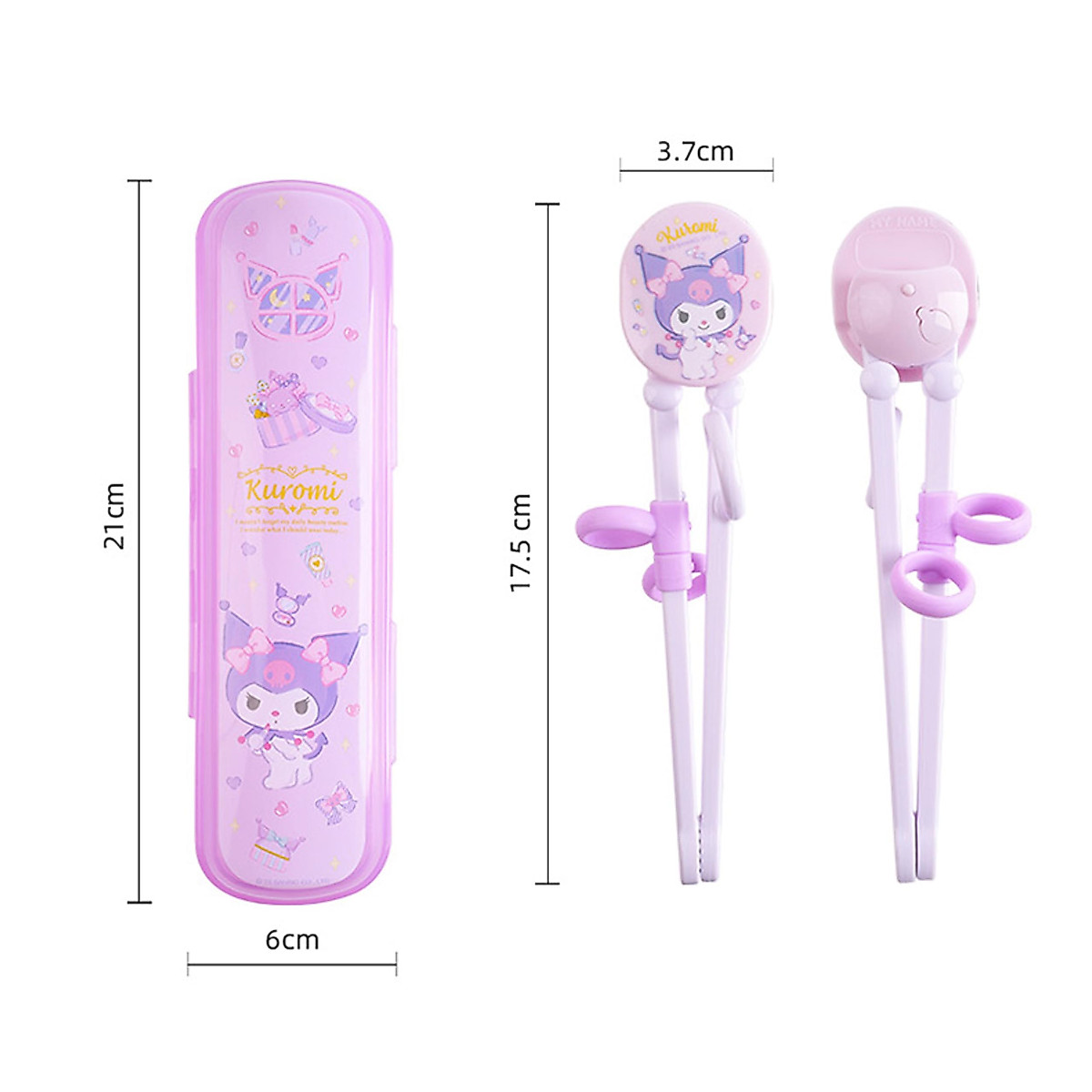 Many Rainbows Kuromi Right-Handed Tranining Chopsticks with Case, Purple