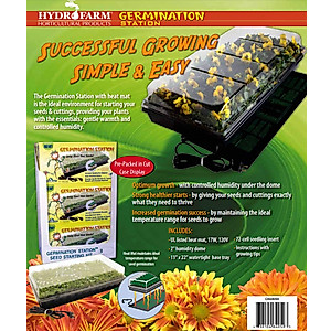 Jump Start CK64050 Germination Station w/Heat Mat Tray, 72-Cell Pack, One size, 2" Dome