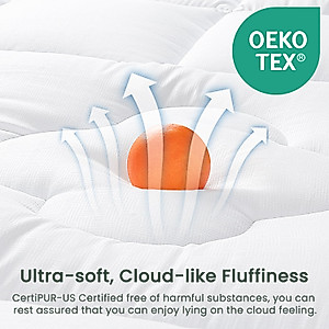 FLEXPEDIC Mattress Topper Queen,Extra Soft Pillow Top Mattress Topper for Firm Bed,800GSM Extra Thick Mattress Pad Cover for Back Pain,4 Anchor Elastic Bands,60 * 80 Inches,White