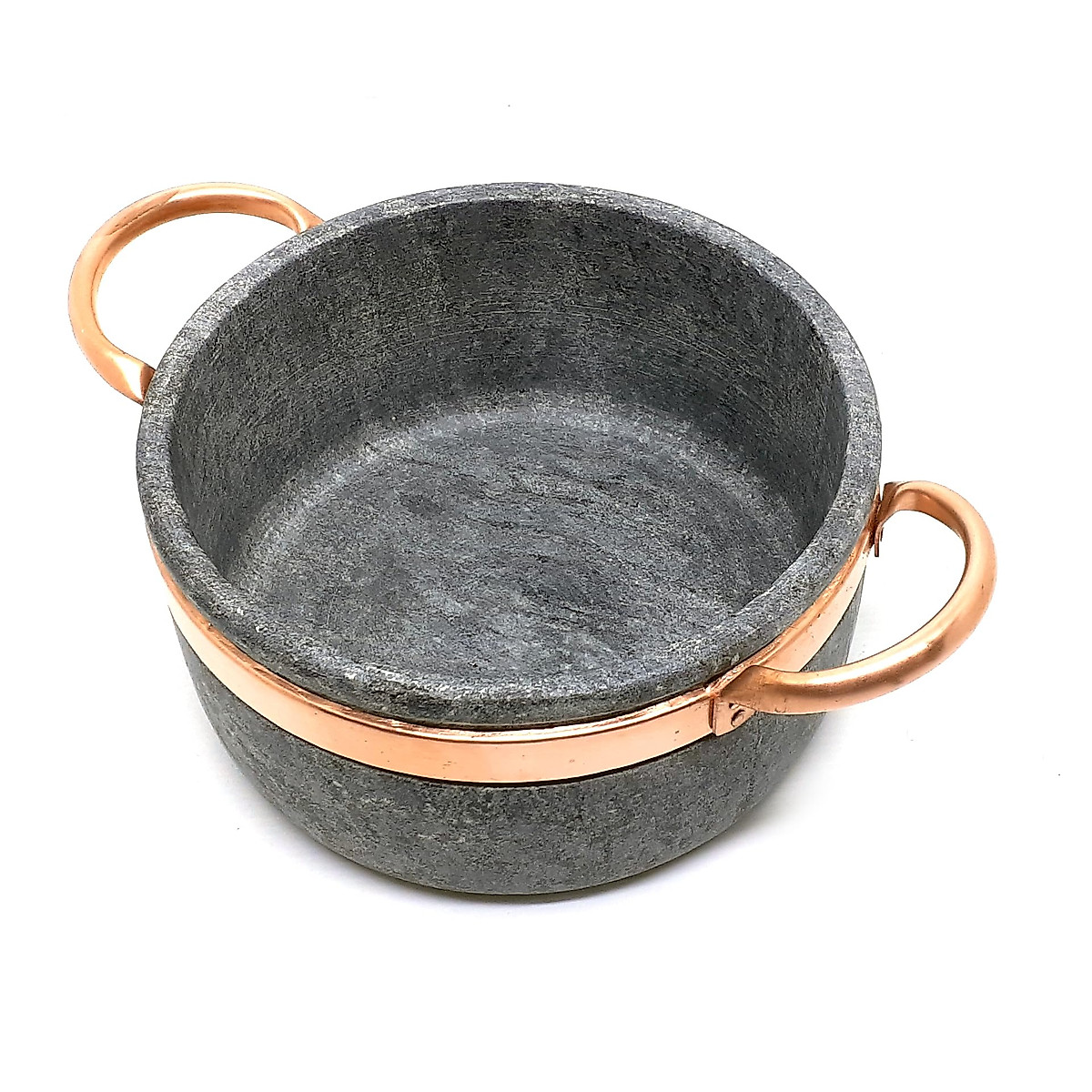 Cookstone 3 quarts Dutch oven with copper handles | Handcrafted from a block of pure soapstone | Unique, durable and eco-friendly | Non-toxic and Non-stick | THE GREEN ALTERNATIVE TO CAST IRON