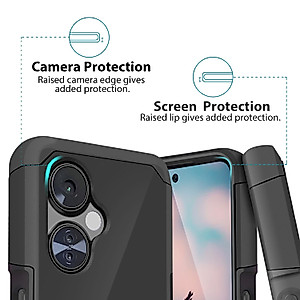 TJS Compatible for OnePlus Nord N30 5G Case, with Tempered Glass Screen Protector Dual Layer Hybrid (Magnetic Mount Friendly) Shockproof Drop Protection Impact Phone Case (Black)
