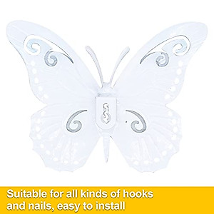 Daogtc Metal Butterfly Wall Art Decor - 6.5" Outdoor Fence Decoration, Hanging for Garden Yard Living Room Bedroom Patio Balcony,Gift for Family Friends(4 Pack)