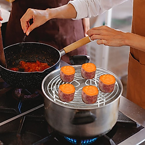 Cabilock Round Cooking Rack Stainless Steel Steamer Rack Grilling Rack Canning Rack Cooling Rack for Baking Canning Cooking 7.9x2.8 inch