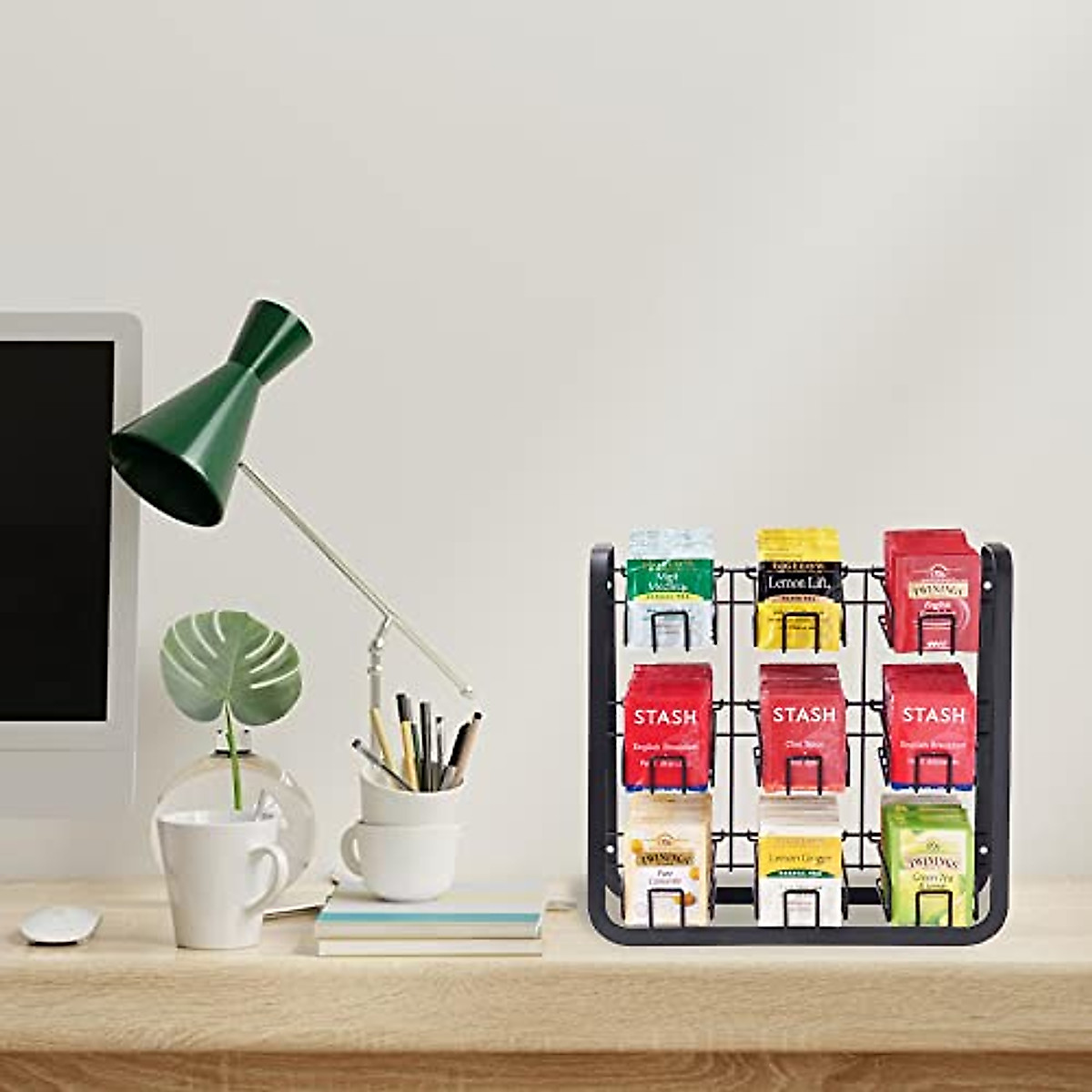 NHZ Stainless Steel 3 Tier Tea Bag Holder - Organizer for Over 180 Tea Bags, Storage Cabinet and Counter, Wall Mount Available