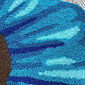 Sunflower Rugs for Bedroom Flower Shaped Rug for Bathroom Flower Rug for Kitchen Living Room, Hand Woven Sunflower Carpet, Modern Large Round Sunflower Rug and Mats, 35.5 Inches, Yellow