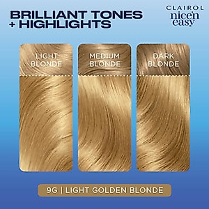 Clairol Nice'n Easy Permanent Hair Dye, 9G Light Golden Blonde Hair Color, Pack of 3