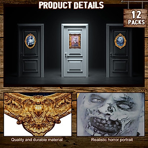 Cindeer 12 Pcs Halloween 3D Changing Face Moving Picture Frame Scary Decor Spooky Ghost Portrait Halloween Wall Decoration for Window Wall Halloween Party Haunted House