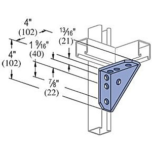 Genuine Unistrut P2484-EG 7 Hole 90 Degree Gusseted Angle Connector Bracket for All 1-5/8