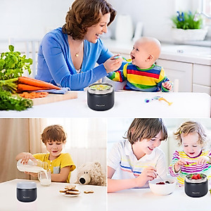 KeyzzAut 9oz Soup Thermos for Hot Food Wide Mouth Vacuum Insulated Food Jar 304 Stainless Steel Lunch Storage Dishwasher Safety Food Soup Container for School, Office, Outdoor (Black)