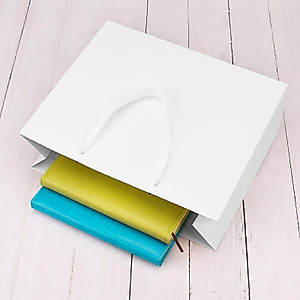 QIELSER 12 pcs Kraft Gift Bags Bulk Extra Large Size 16x6x12 Inches, White Kraft Paper Shopping Bags with Ribbon Handles, Party Favor Bags, Shopping Bags, Retail Bags, Wedding Bags