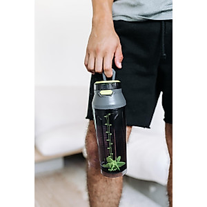 Zulu Boost Tritan Plastic Shaker Bottle with Locking Flip Lid, 28 oz, Grey/Green