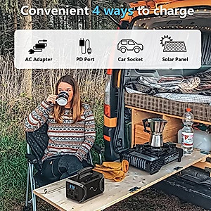 VDL Portable Power Station 300W with 200W Solar Panel, Solar Generator 299Wh Backup Lithium Battery Pure Sine Wave AC Outlet, Power Supply