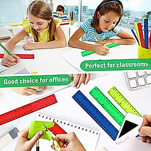 20 Pack Color Ruler 12 Inch, Winspeed Ruler with Inches and Centimeters Foldable Flexible Ruler Plastic Rulers for School（Green, Red, Yellow, Blue）