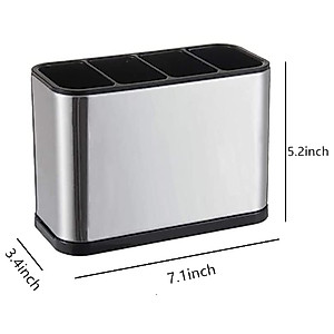 TESOT Utensil Holder Sink Caddy Sponge Holder with 4 Divided Compartments, Sturdy Stainless Steel, Rust Proof
